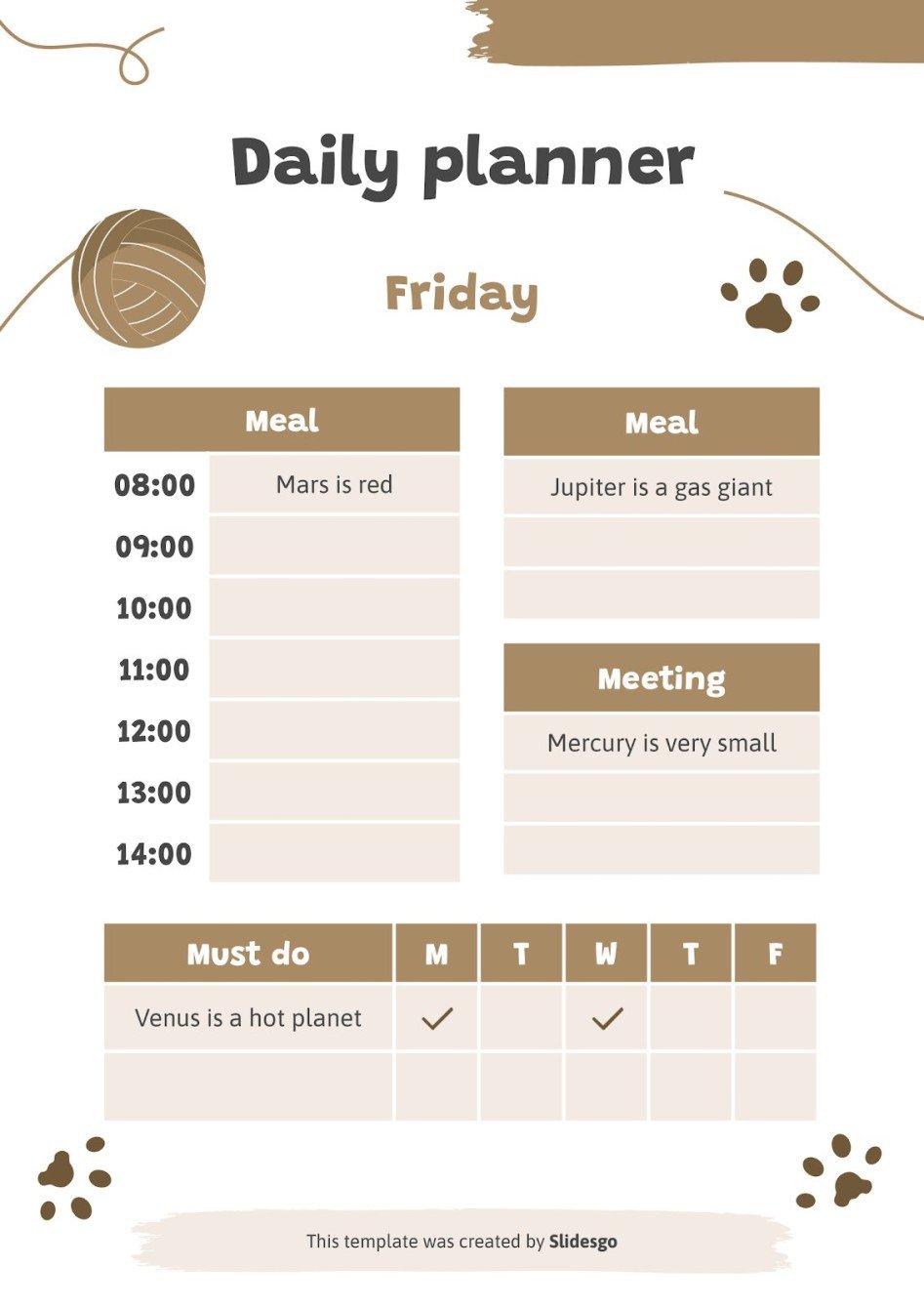 Printable Cute Cats Daily Planner | Google Slides & PPT