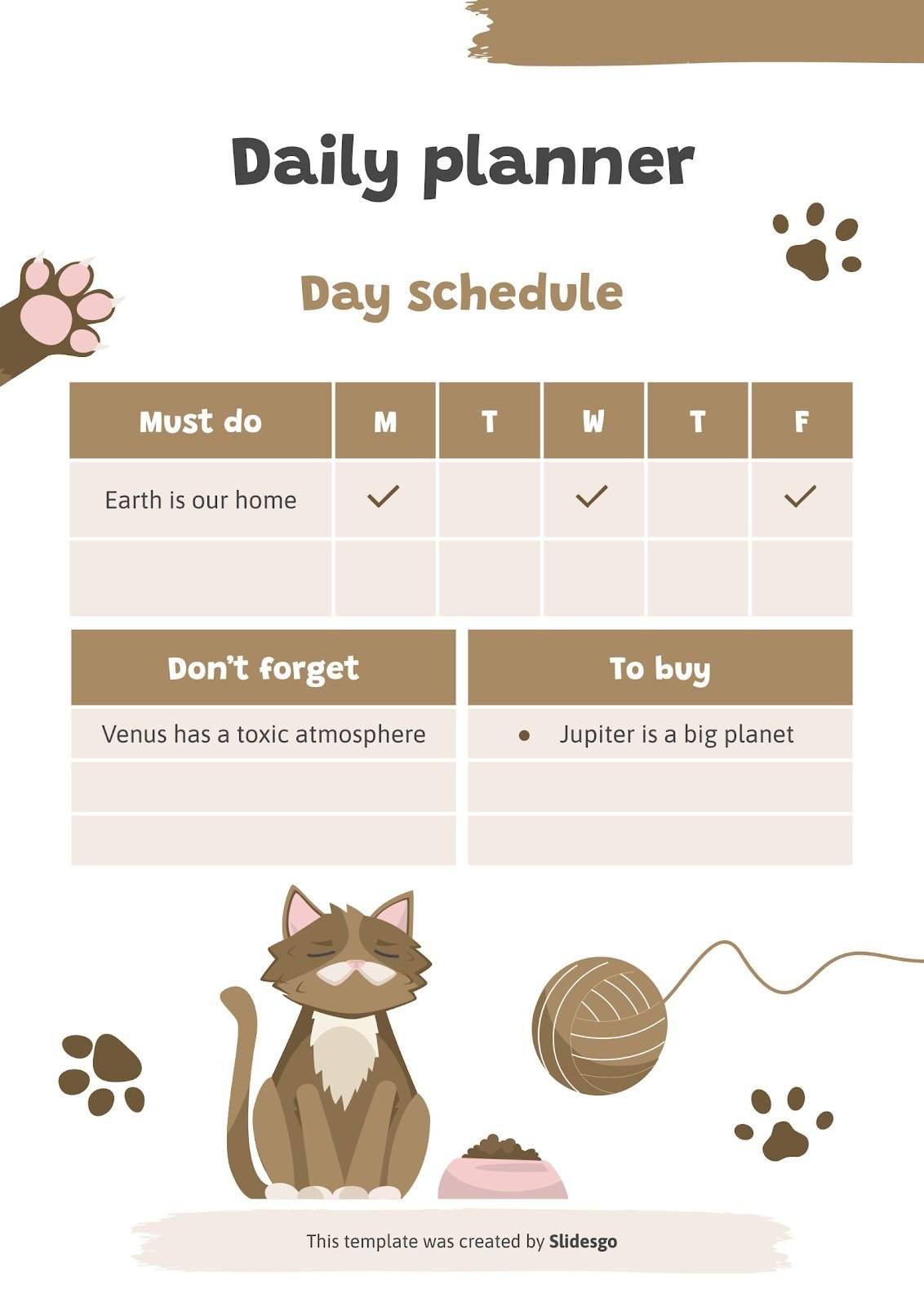 Printable Cute Cats Daily Planner | Google Slides & PPT
