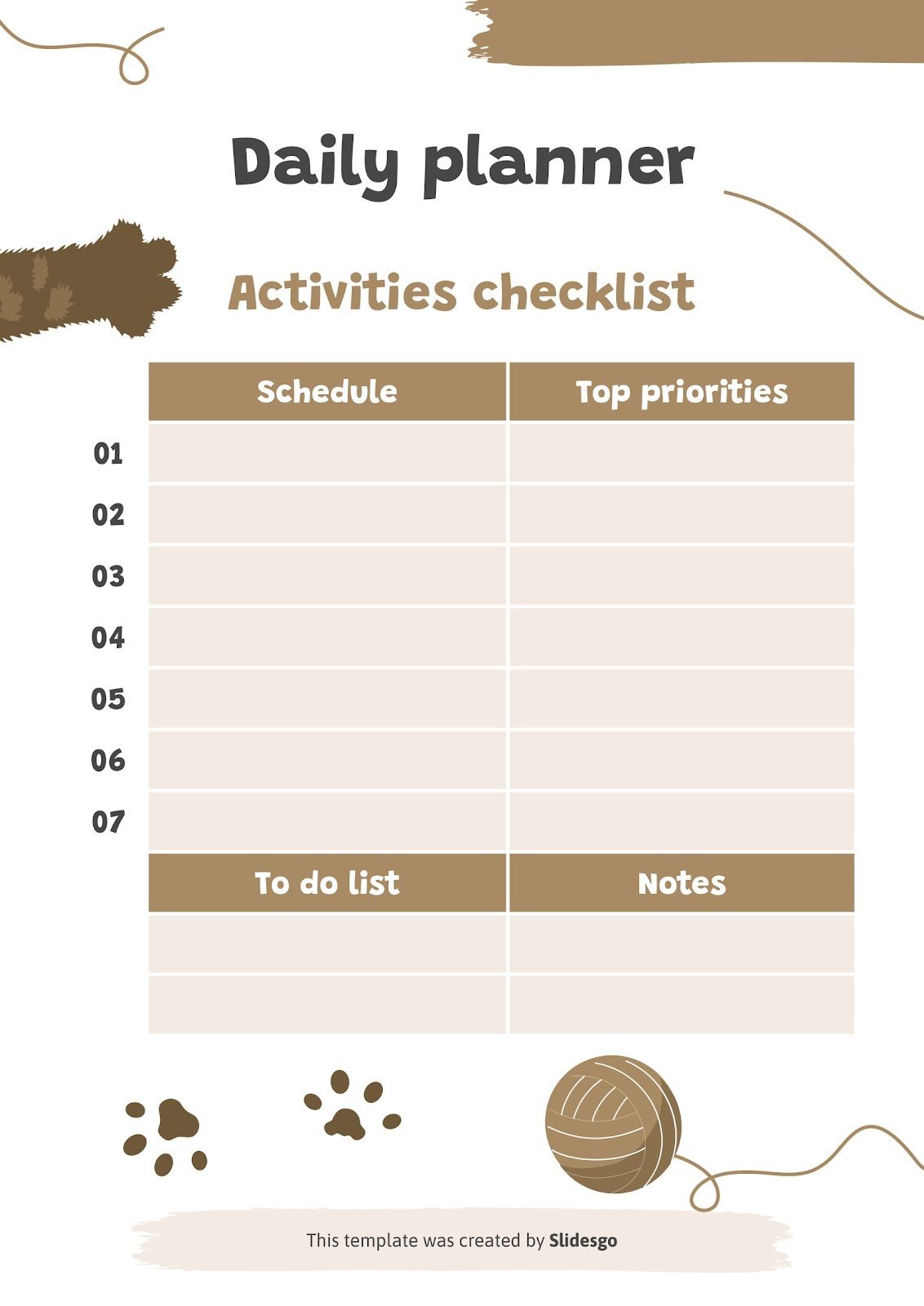 Printable Cute Cats Daily Planner | Google Slides & PPT