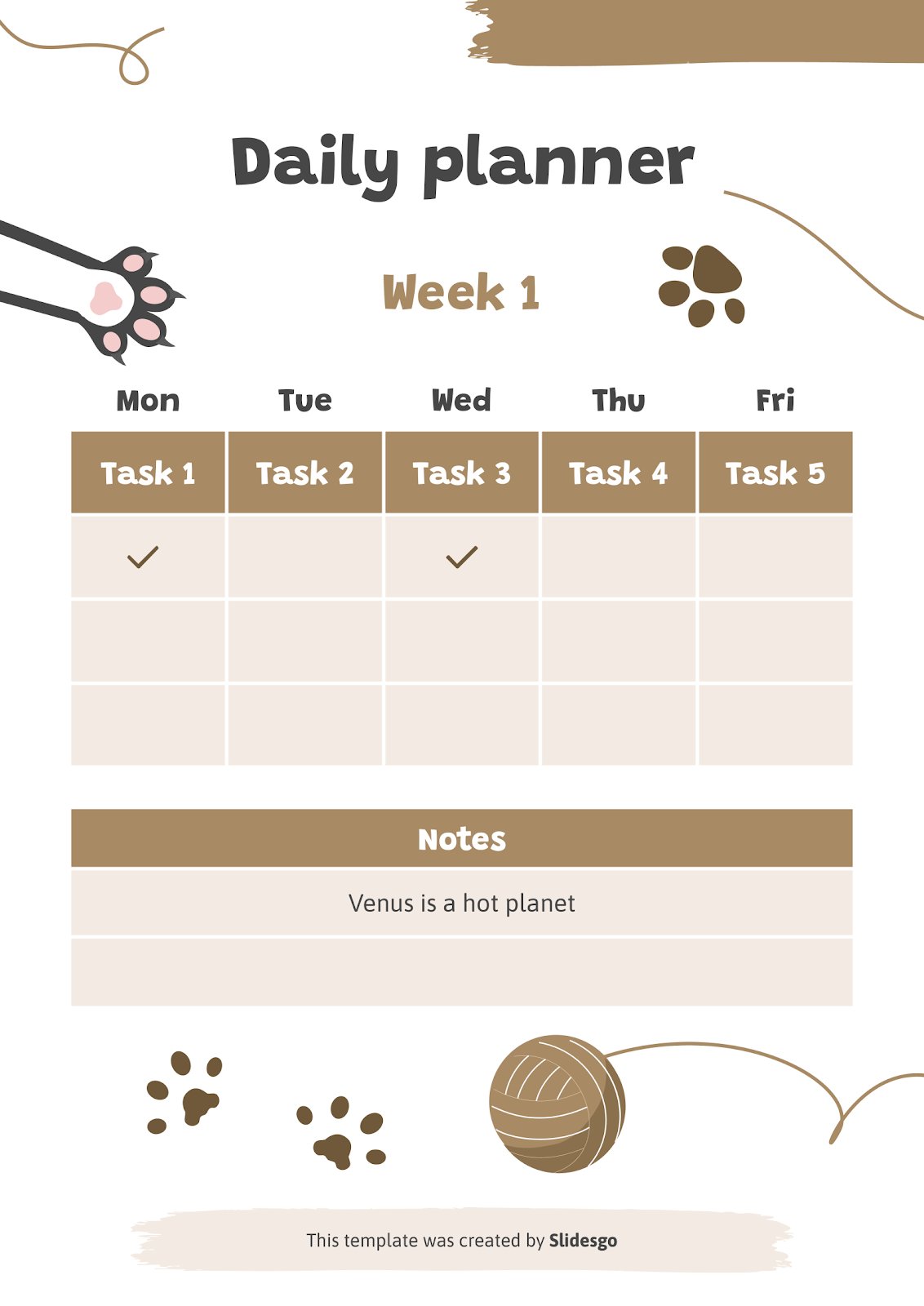 Planner imprimible con gatitos | Google Slides y PPT
