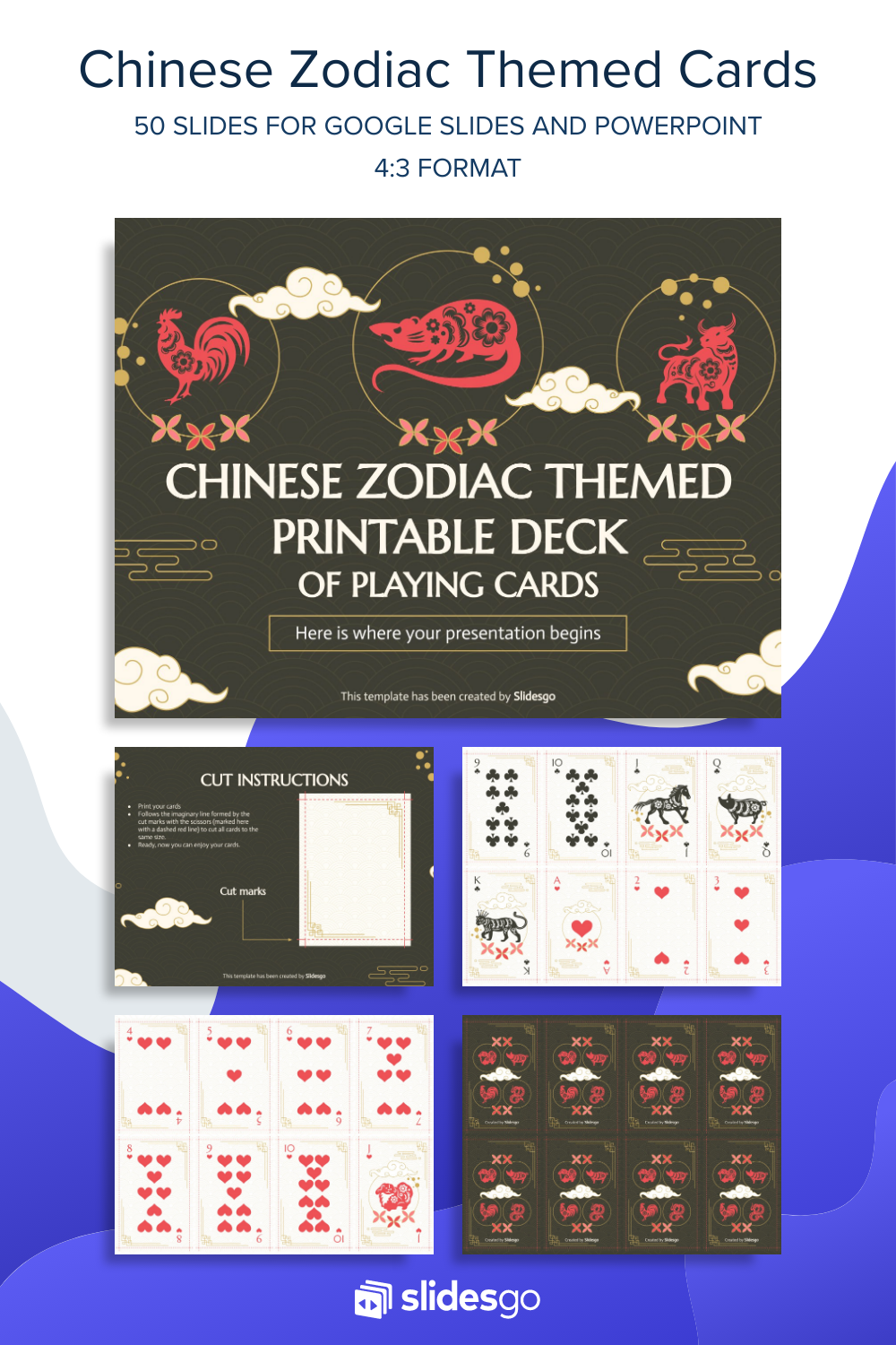 Chinese Zodiac Themed Printable Deck of Playing Cards