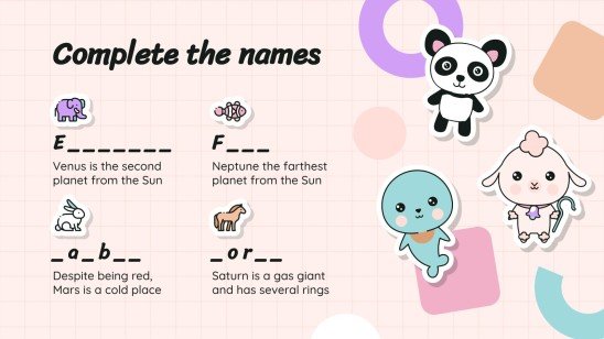 Kawaii Animals Vocabulary for Pre-K | Google Slides and PPT