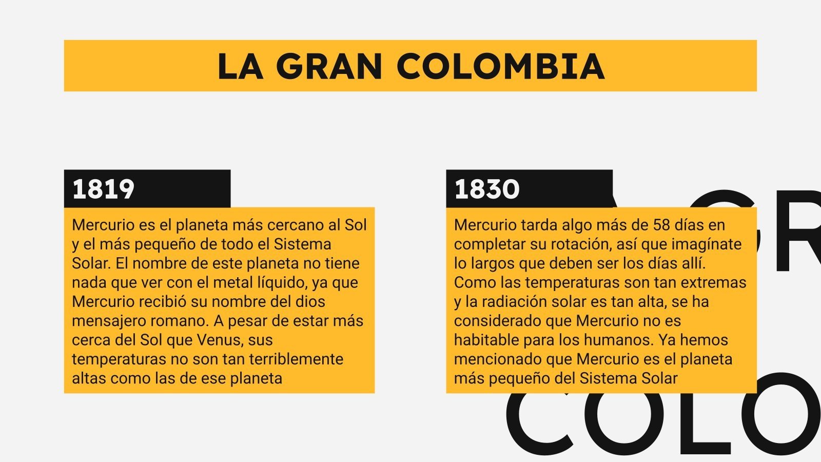 Colombian History Major Studies Theme with Timelines