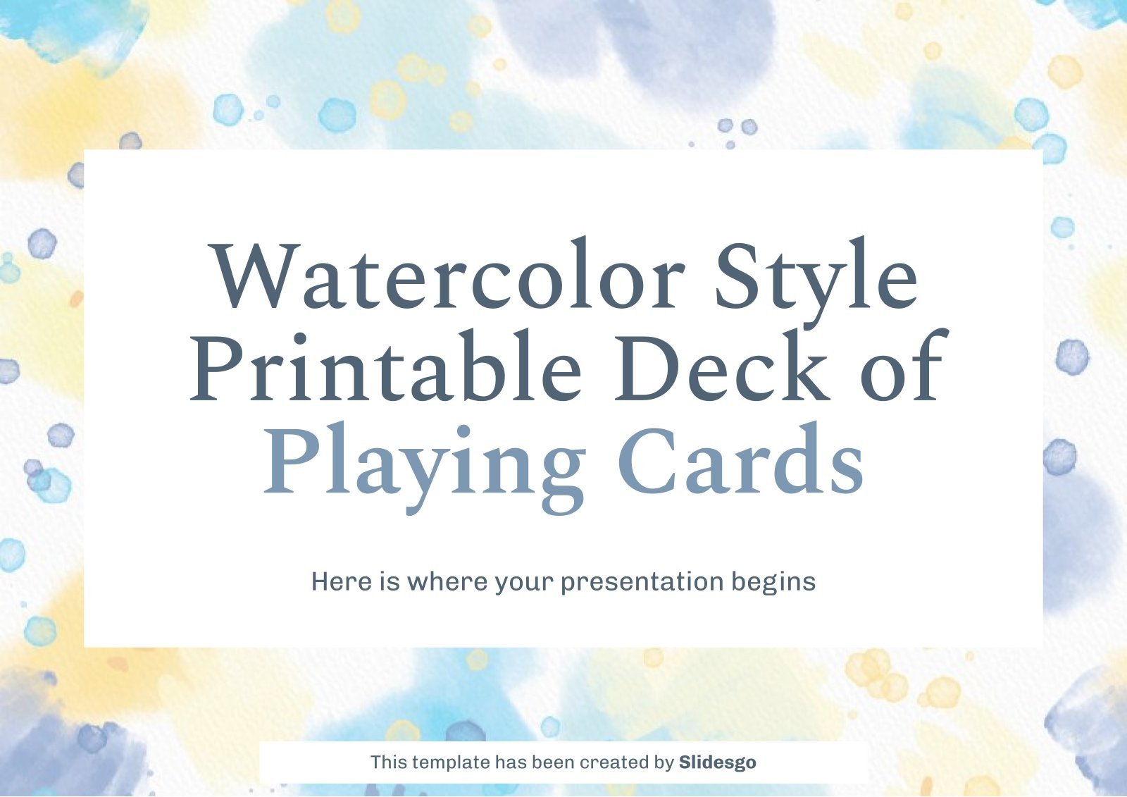 Watercolor Style Printable Deck of Playing Cards