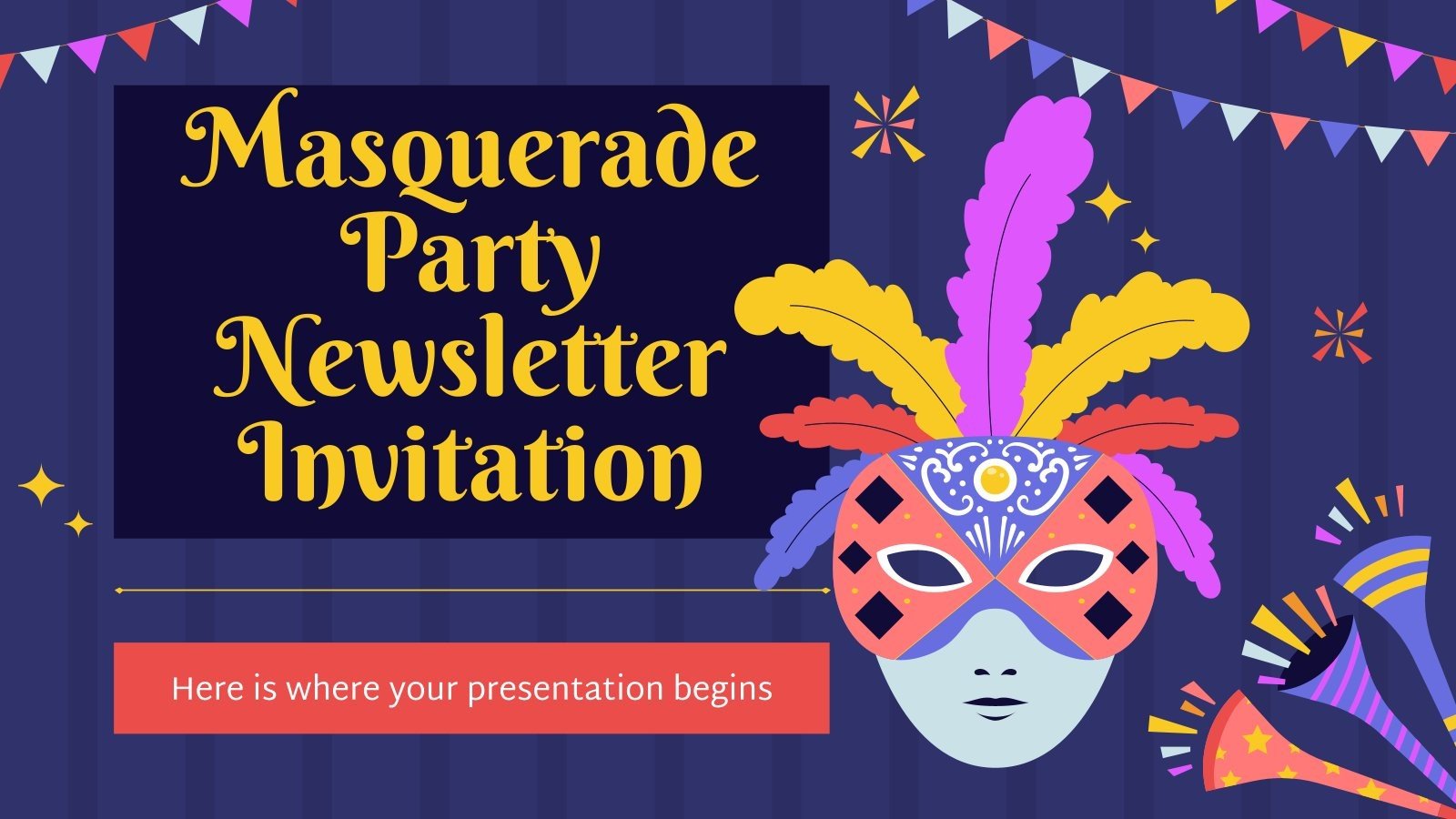 Masquerade Party Newsletter Invitation | Google Slides & PPT