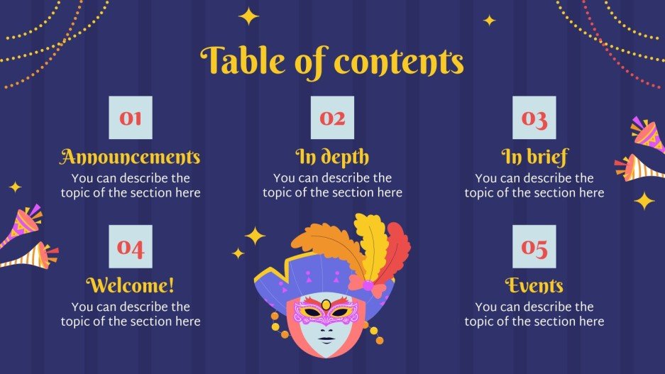 Masquerade Party Newsletter Invitation | Google Slides & PPT