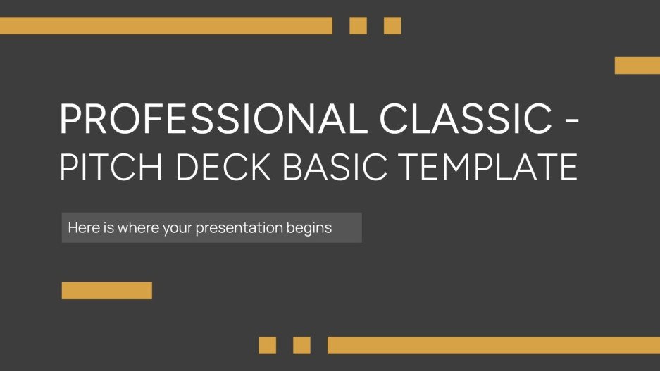 Plantilla básica profesional y clásica de pitch deck