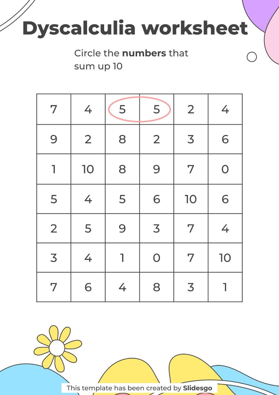 Fichas imprimibles para alumnos de primaria con discalculia