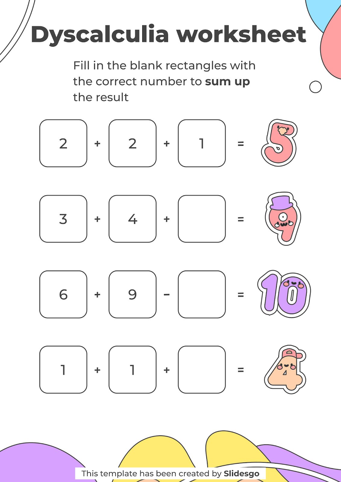 Printable Dyscalculia Worksheets for Elementary