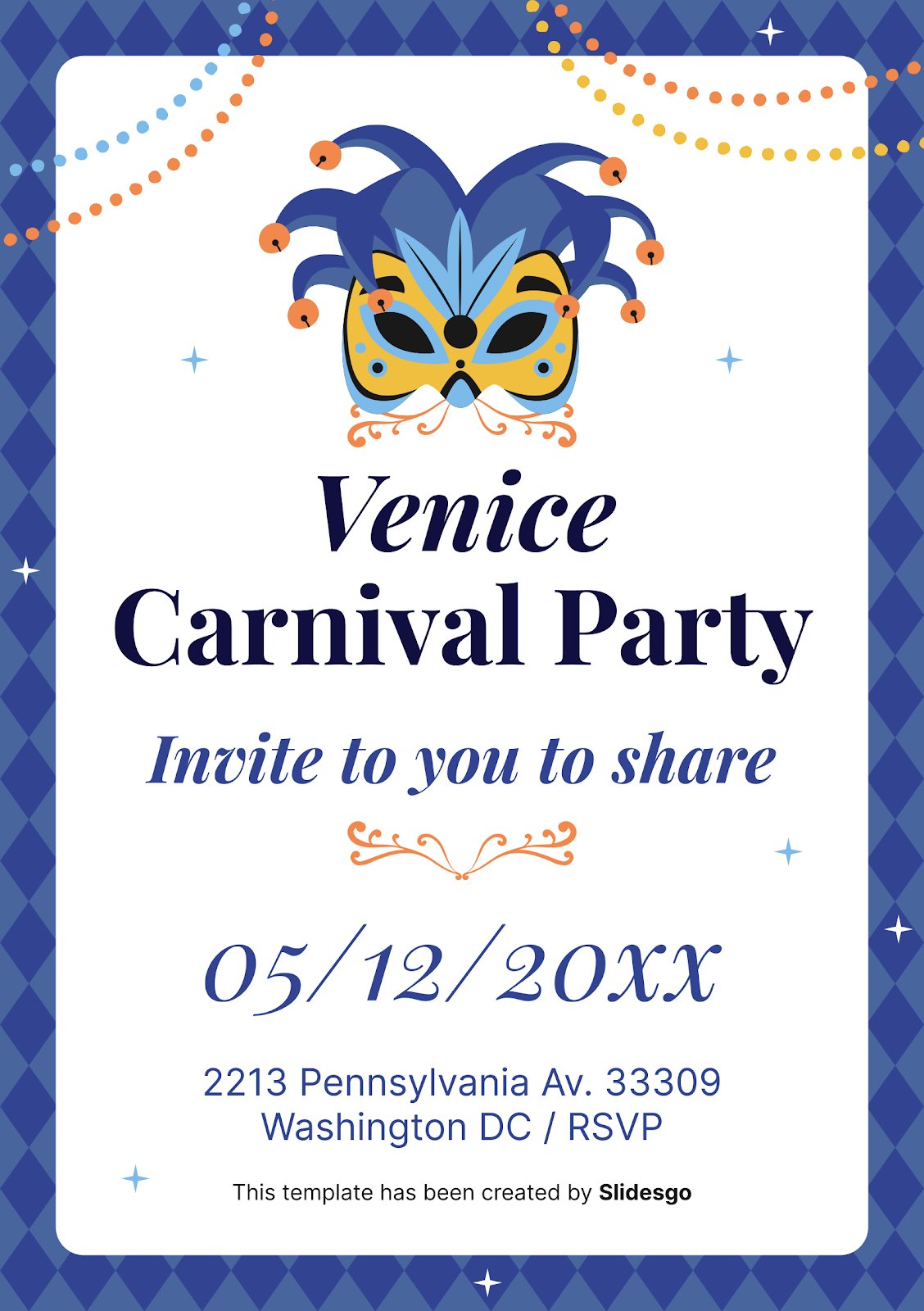 Invitations à une fête sur le thème du Carnaval de Venise