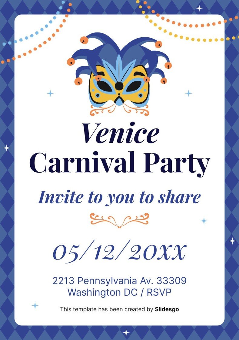 Venice Carnival Theme Party Invitations | Google Slides