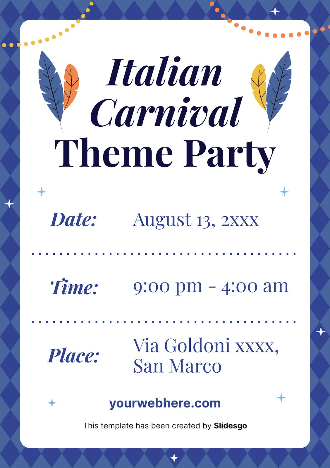 Invitations à une fête sur le thème du Carnaval de Venise