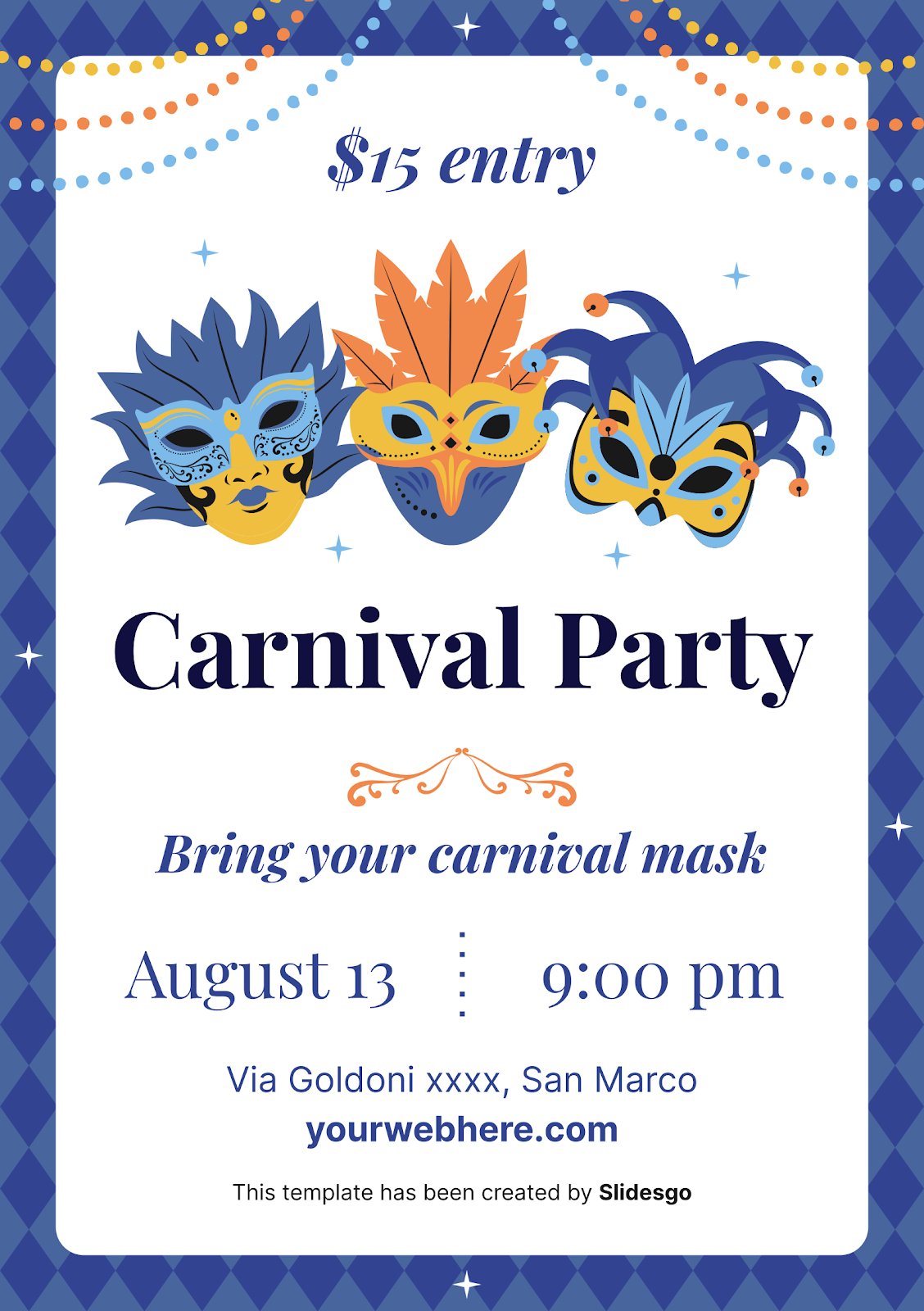 Invitations à une fête sur le thème du Carnaval de Venise