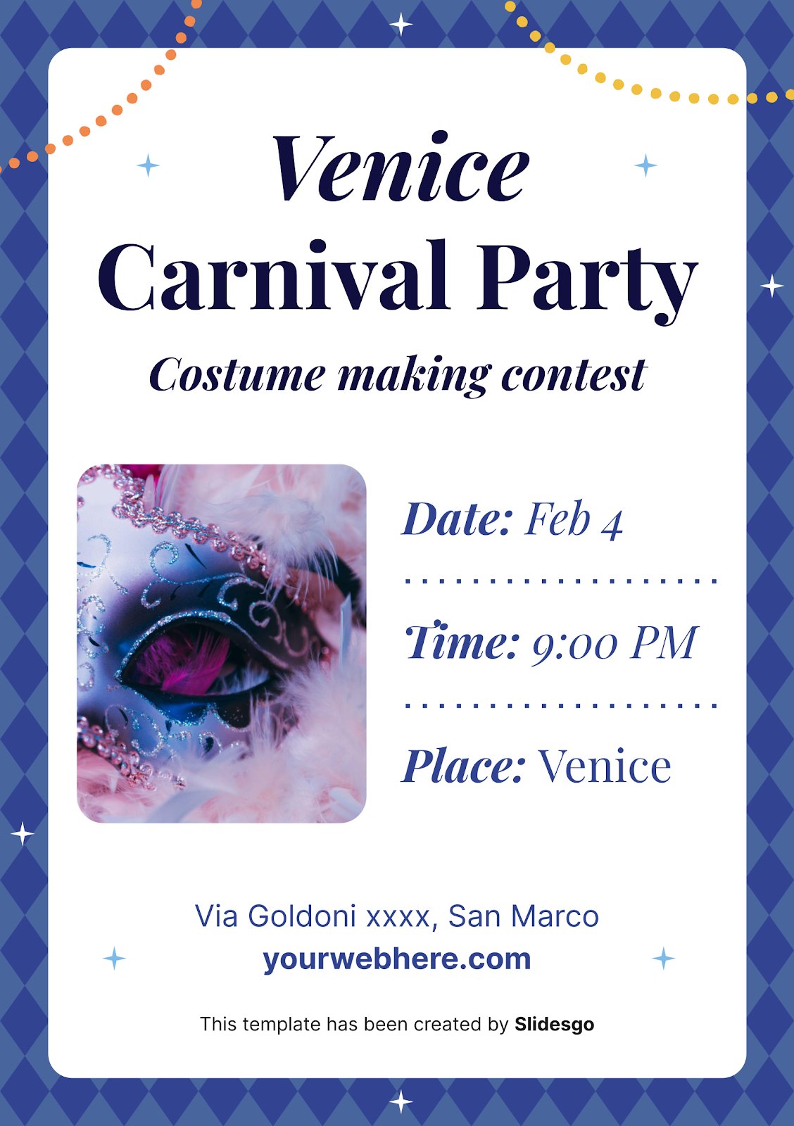 Invitations à une fête sur le thème du Carnaval de Venise