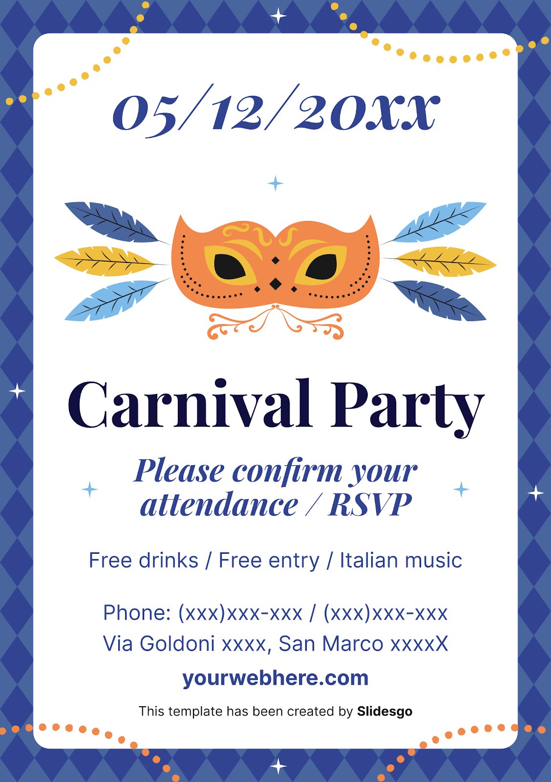 Invitations à une fête sur le thème du Carnaval de Venise