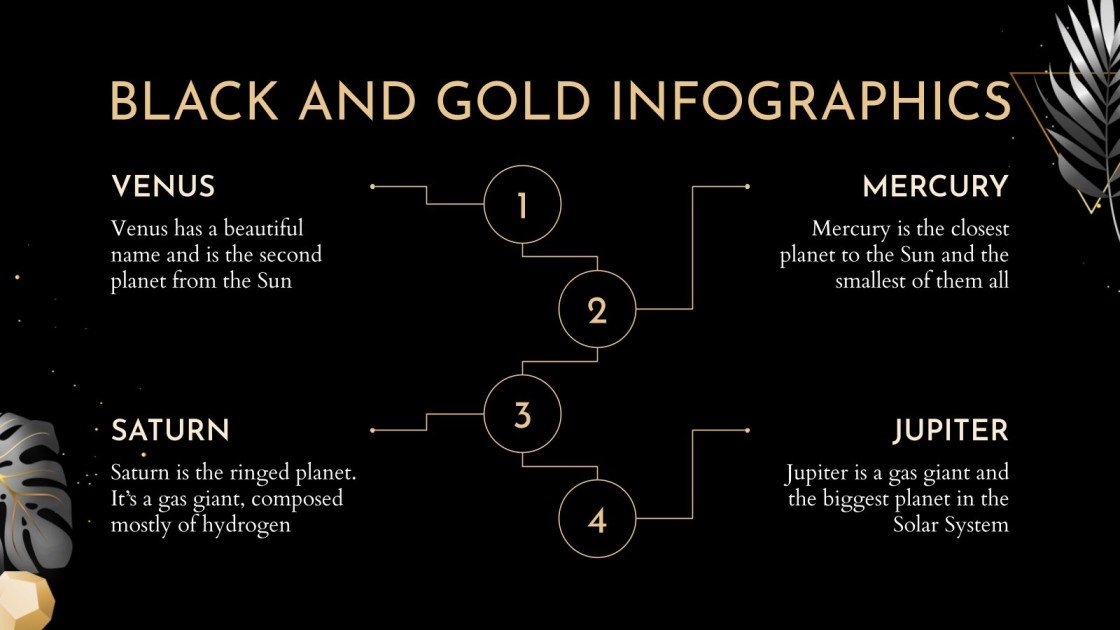 Black and Gold Pitch Deck Infographics | Google Slides & PPT
