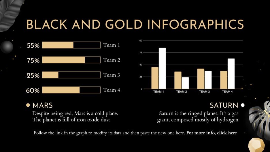 Black and Gold Pitch Deck Infographics | Google Slides & PPT