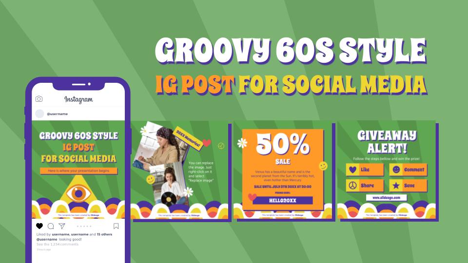 Groovy 60s Style IG Post for Social Media | Google Slides