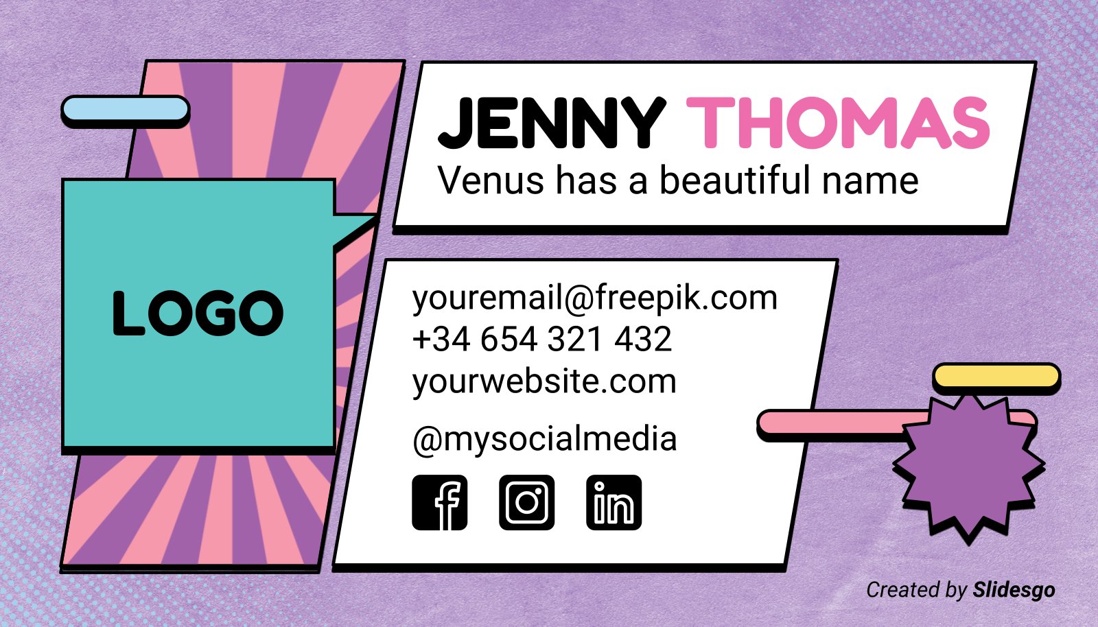 Pop Art Culture Business Card | Google Slides & PowerPoint