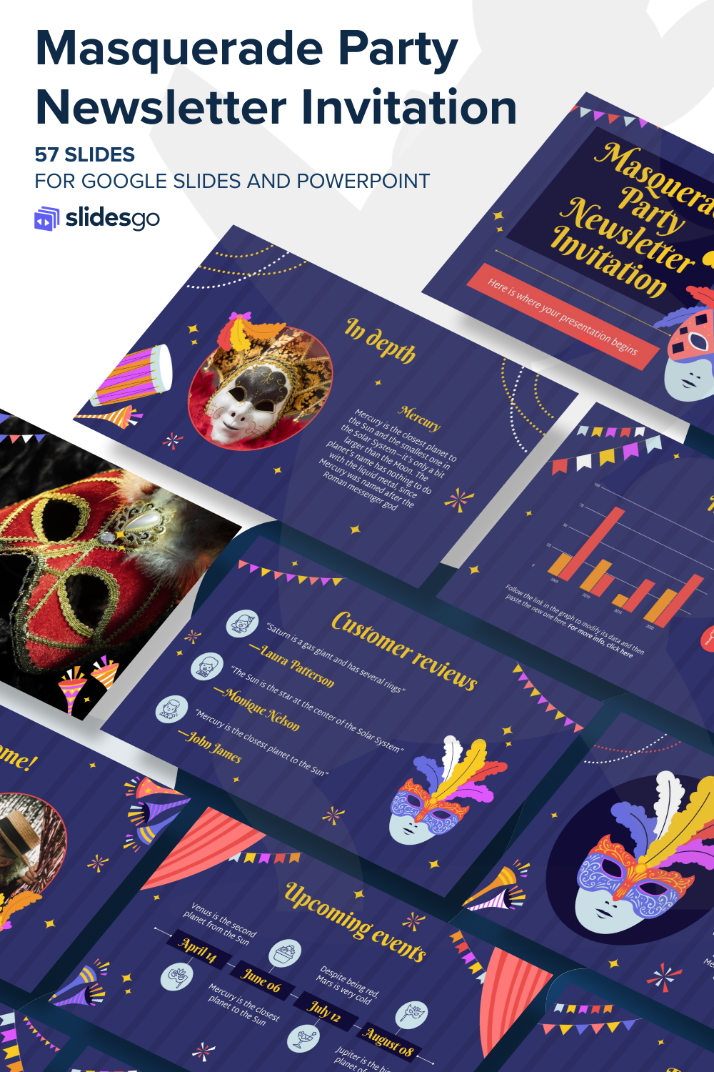 Masquerade Party Newsletter Invitation | Google Slides & PPT