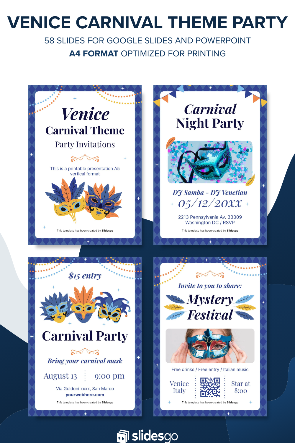 Venice Carnival Theme Party Invitations | Google Slides