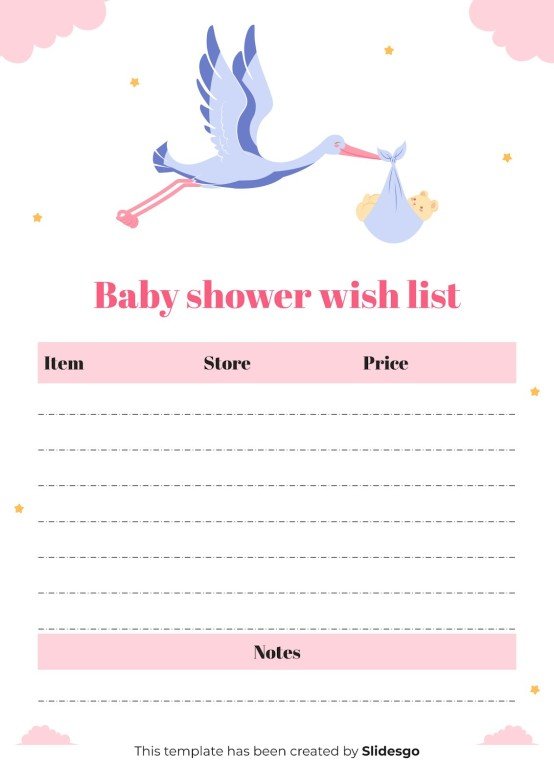 Baby Shower Wish List Google Slides PowerPoint