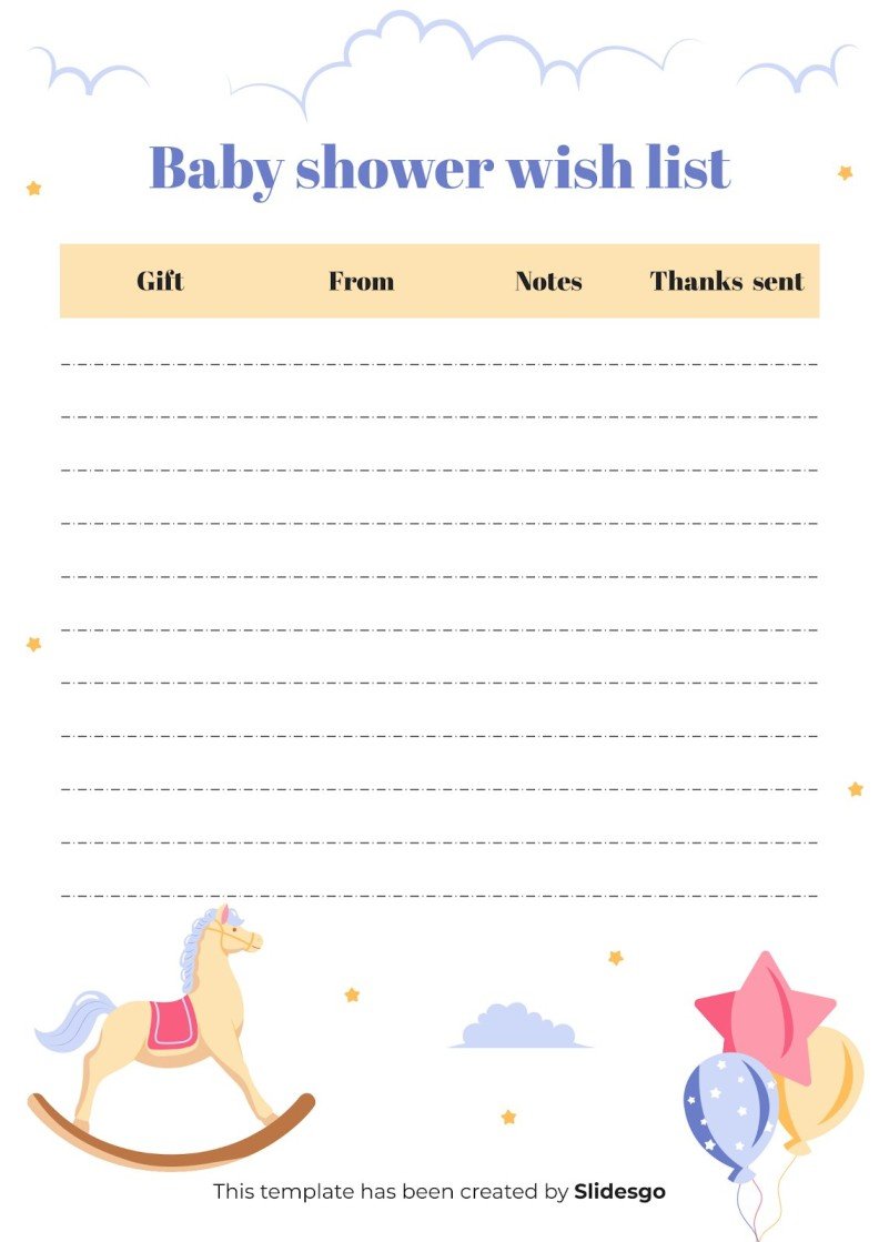 Baby Shower Wish List | Google Slides & PowerPoint