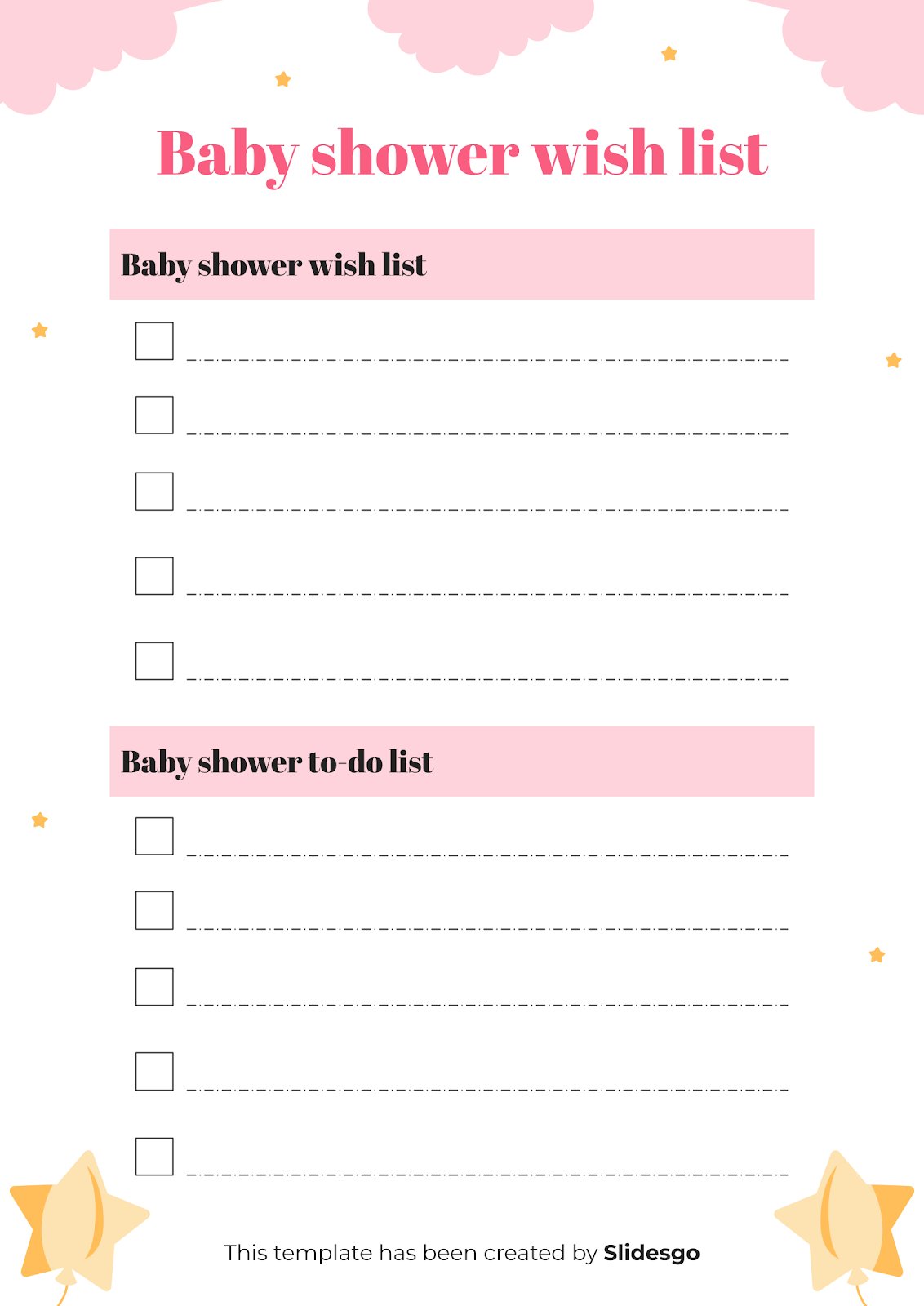 Liste de souhaits pour la fête prénatale | Google Slides