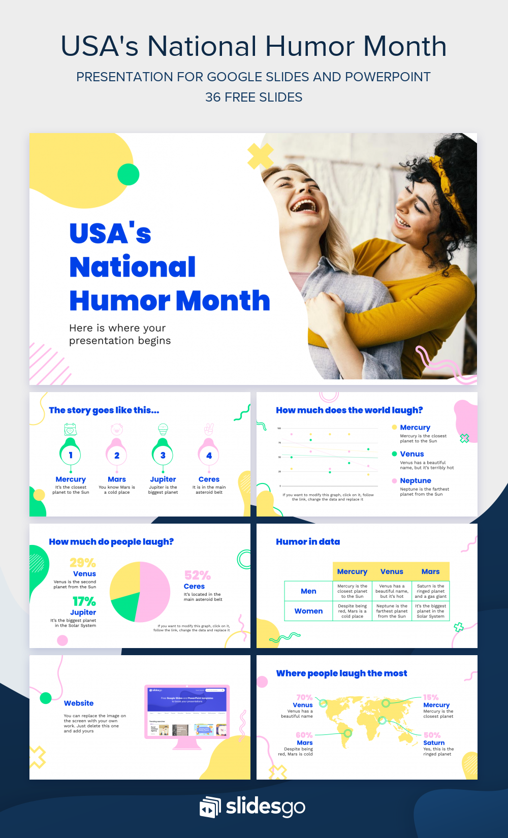 USA's National Humor Month | Google Slides & PowerPoint theme