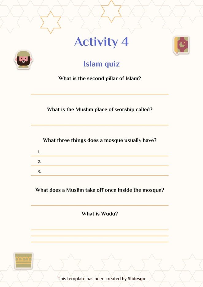 Fichas de actividades sobre el Islam| Google Slides y PPT