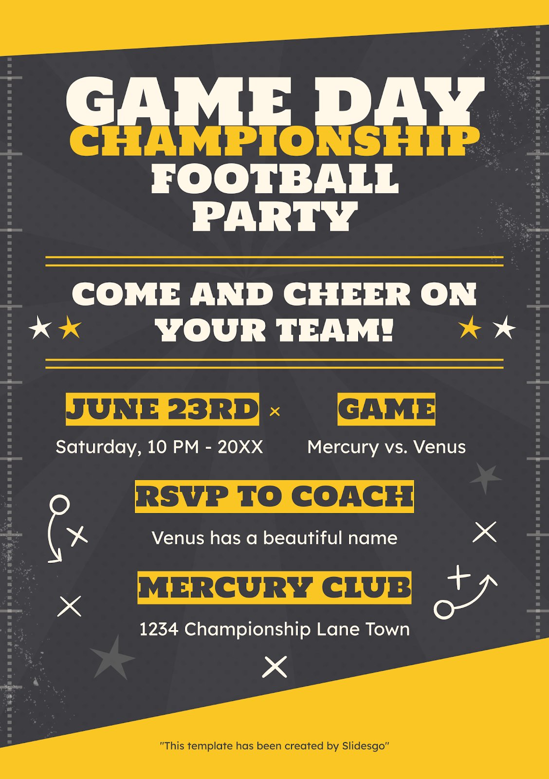 American Football Championship Party Invitation