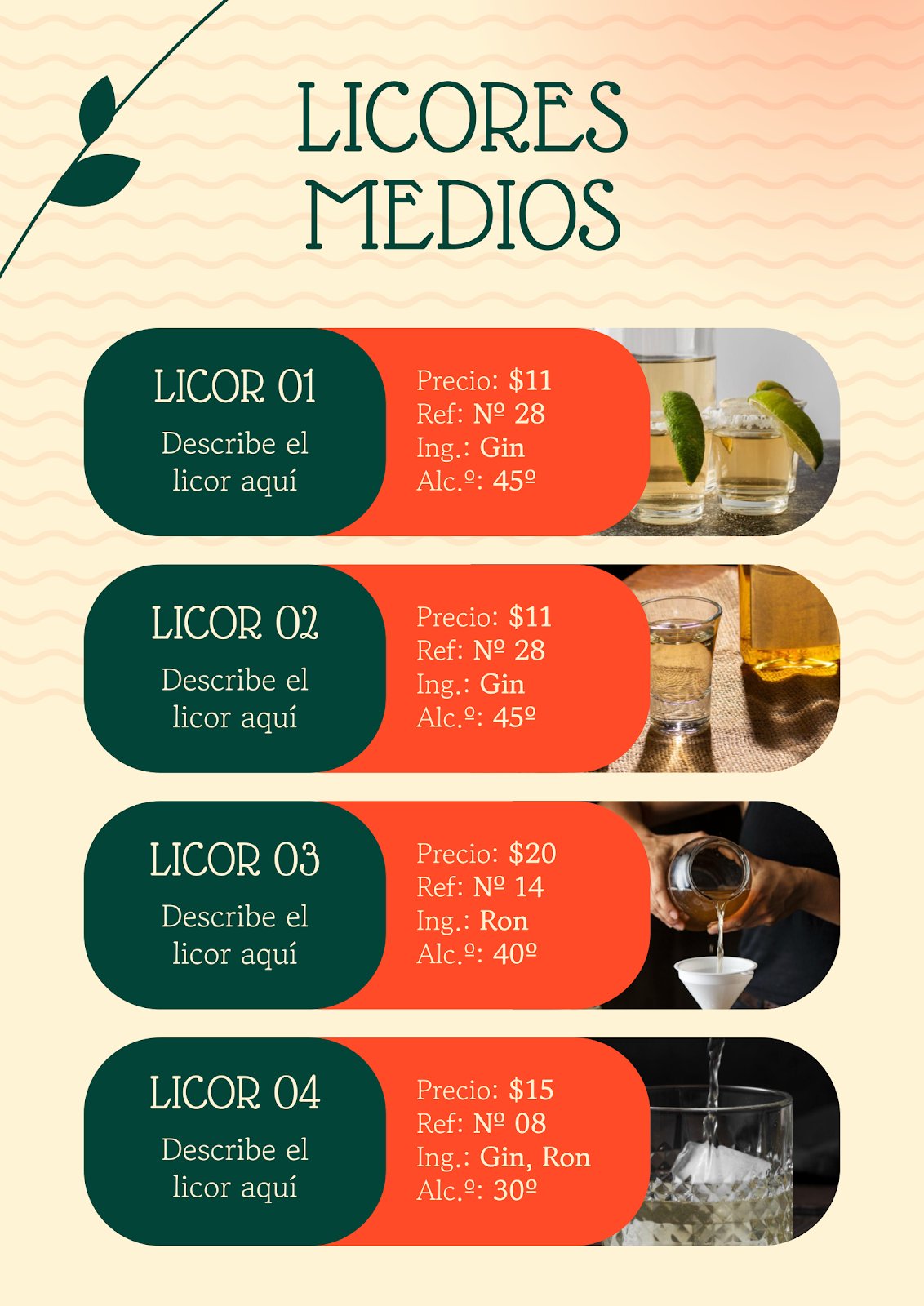 Catálogo mexicano de degustação de licor | Google Slides