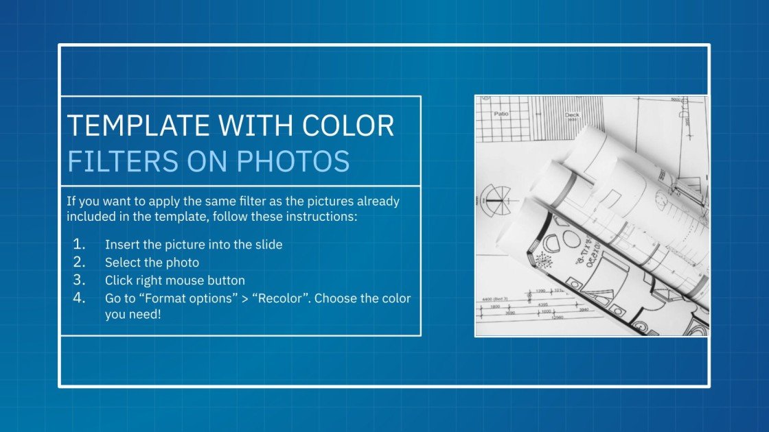 Monochrome Blueprint Style Portfolio | Google Slides