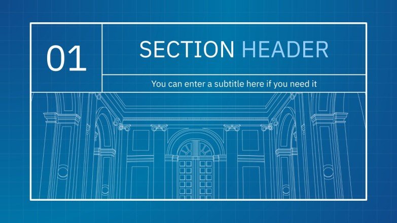 Monochrome Blueprint Style Portfolio | Google Slides