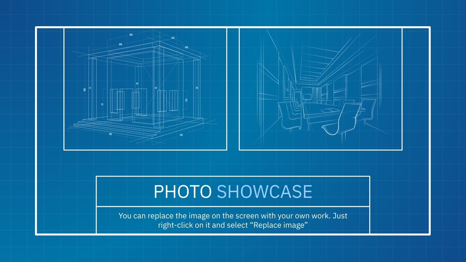 Monochrome Blueprint Style Portfolio | Google Slides