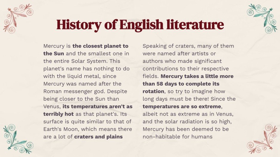 English Literature History | Google Slides & PowerPoint