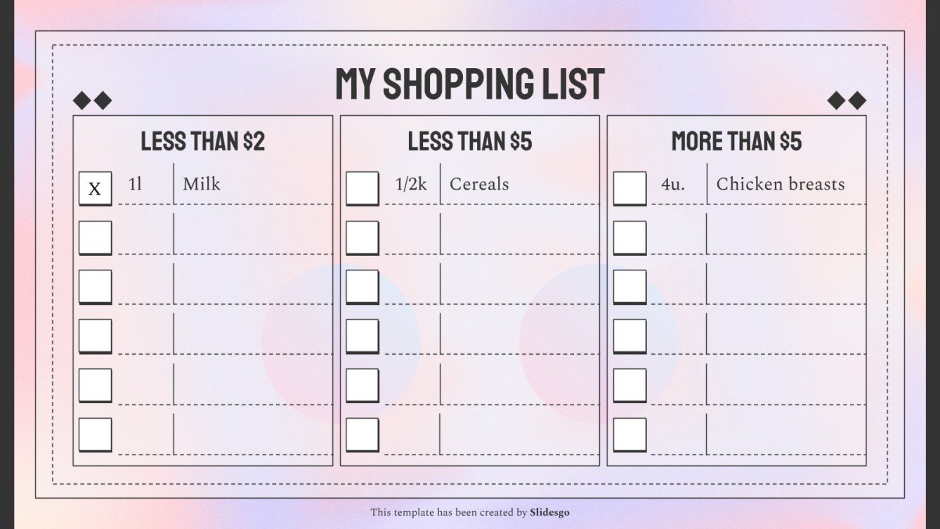 Elegant Digital Shopping List Theme | Google Slides & PPT