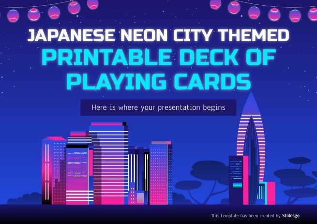 Jeu de cartes imprimable style néon du Japon