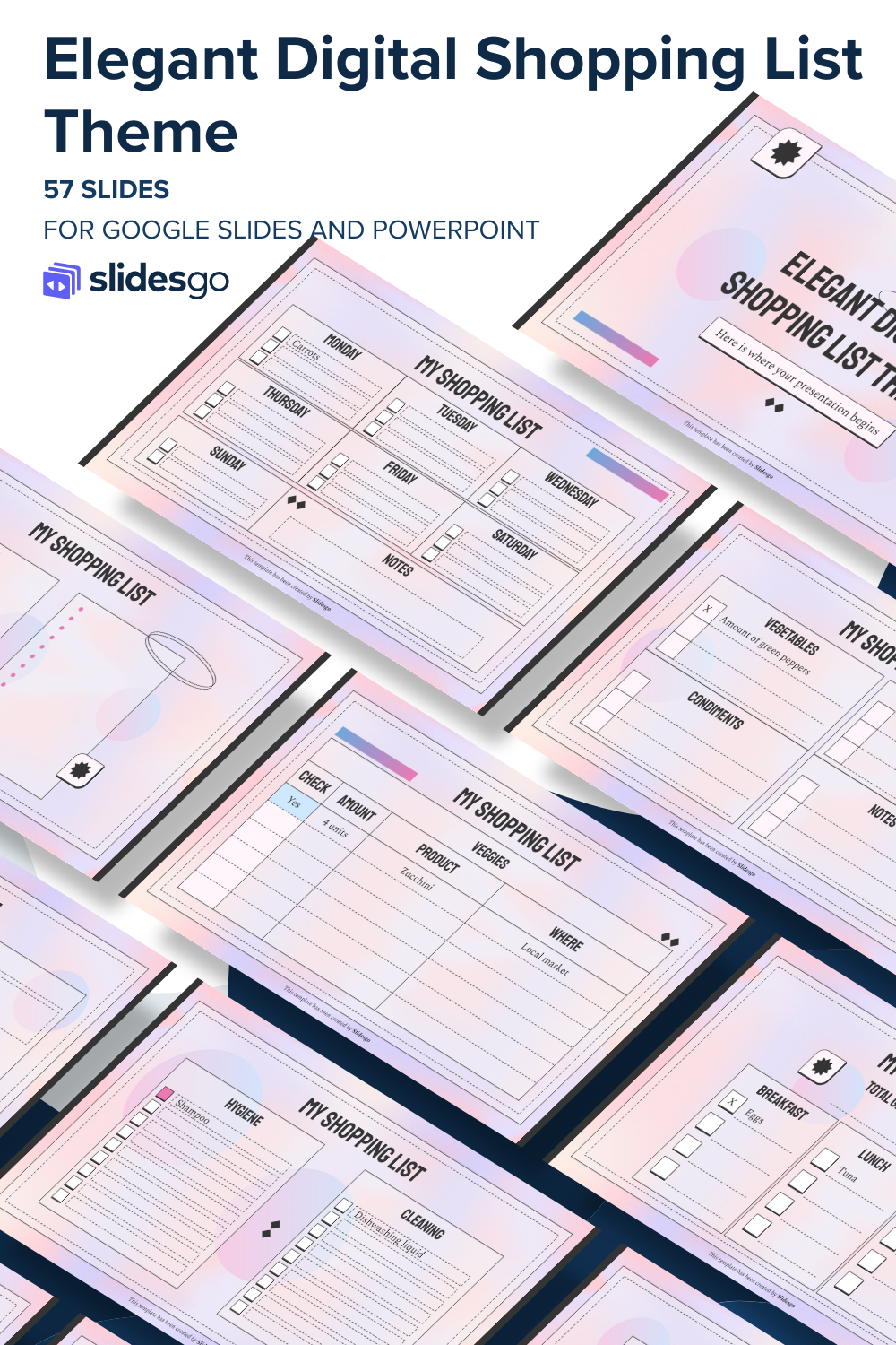 Elegant Digital Shopping List Theme | Google Slides & PPT