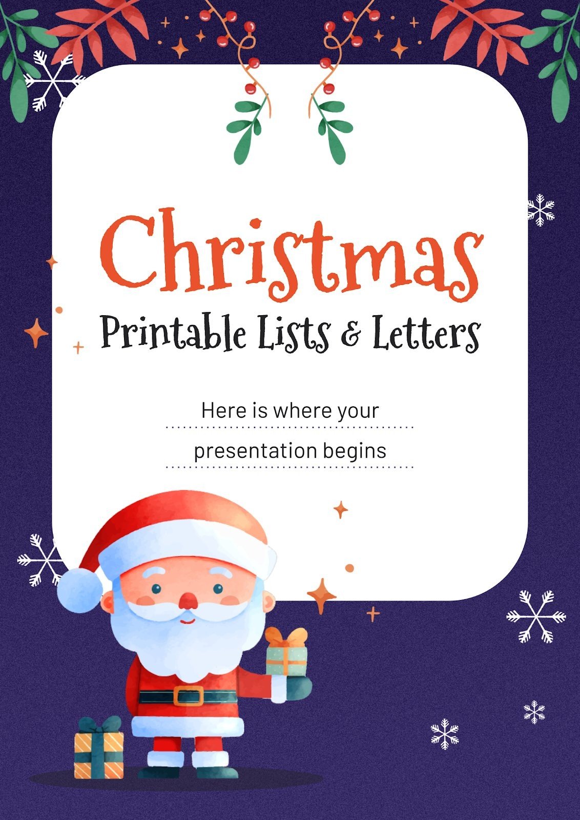 Christmas Printable Lists & Letters | Google Slides & PPT