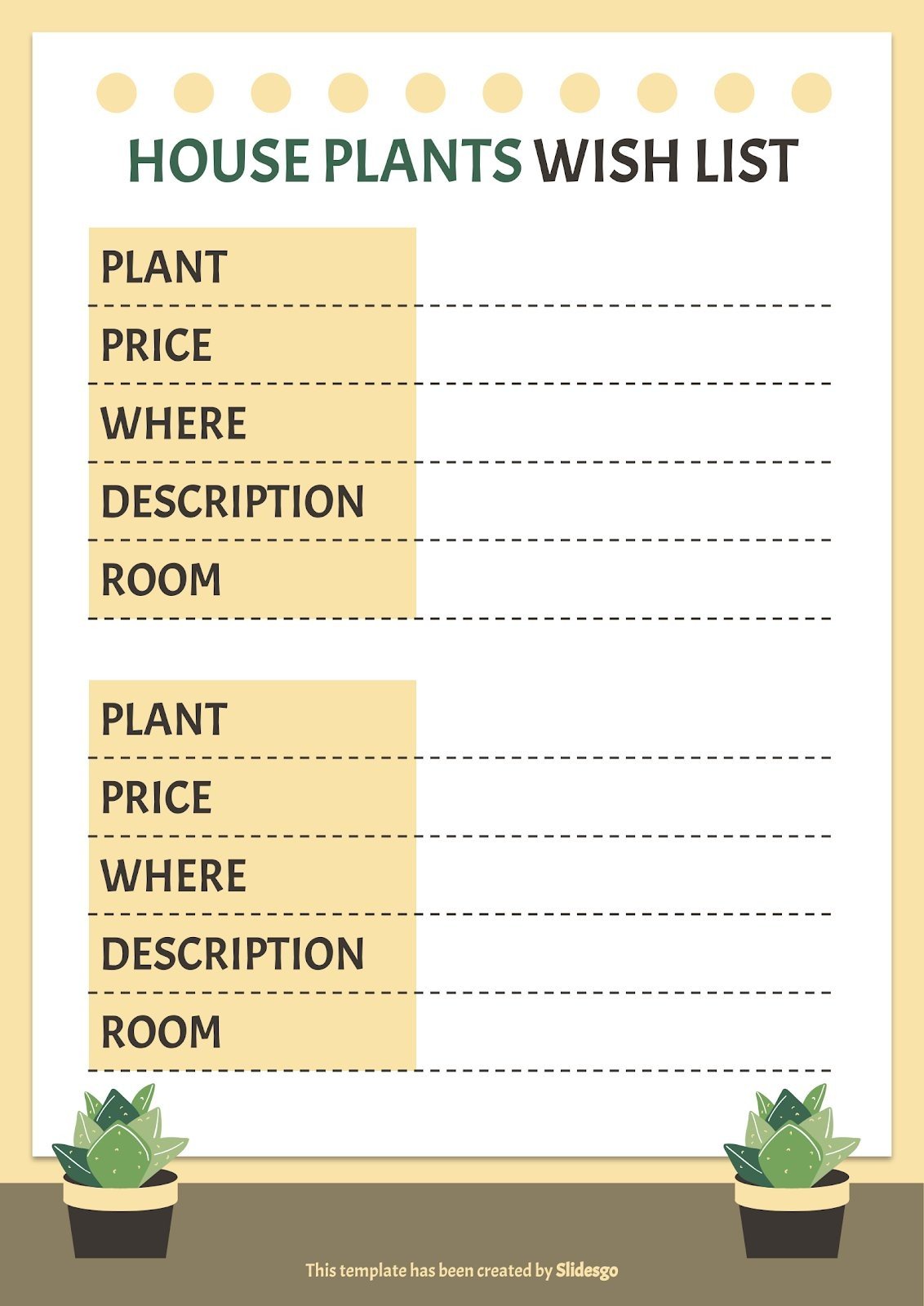 House Plants Wish List | Google Slides & PPT