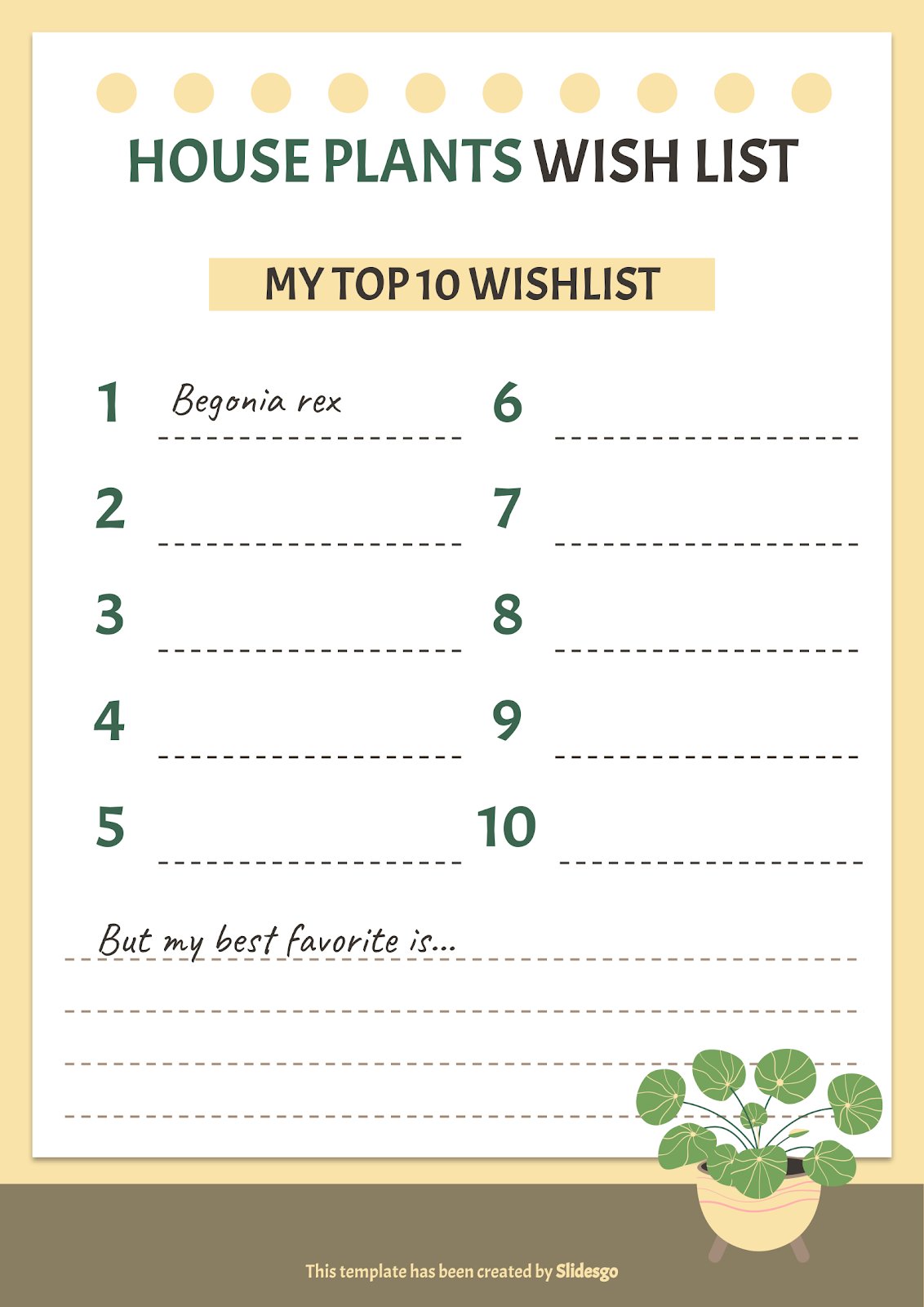 House Plants Wish List | Google Slides & PPT