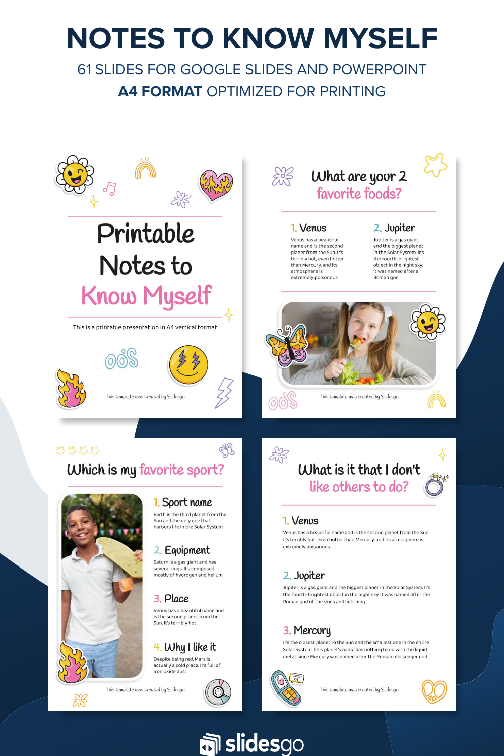 Printable Notes to Know Myself | Google Slides & PPT