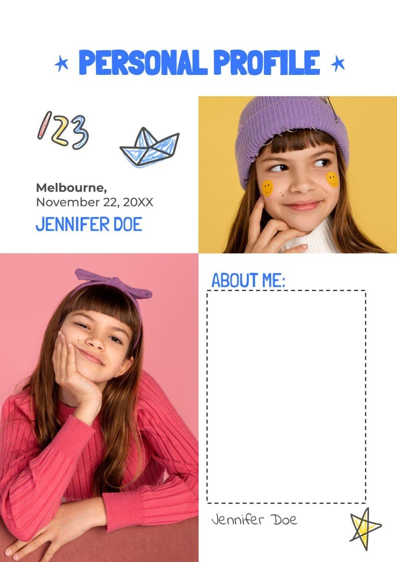 Personal Profile Printable Worksheets for Elementary