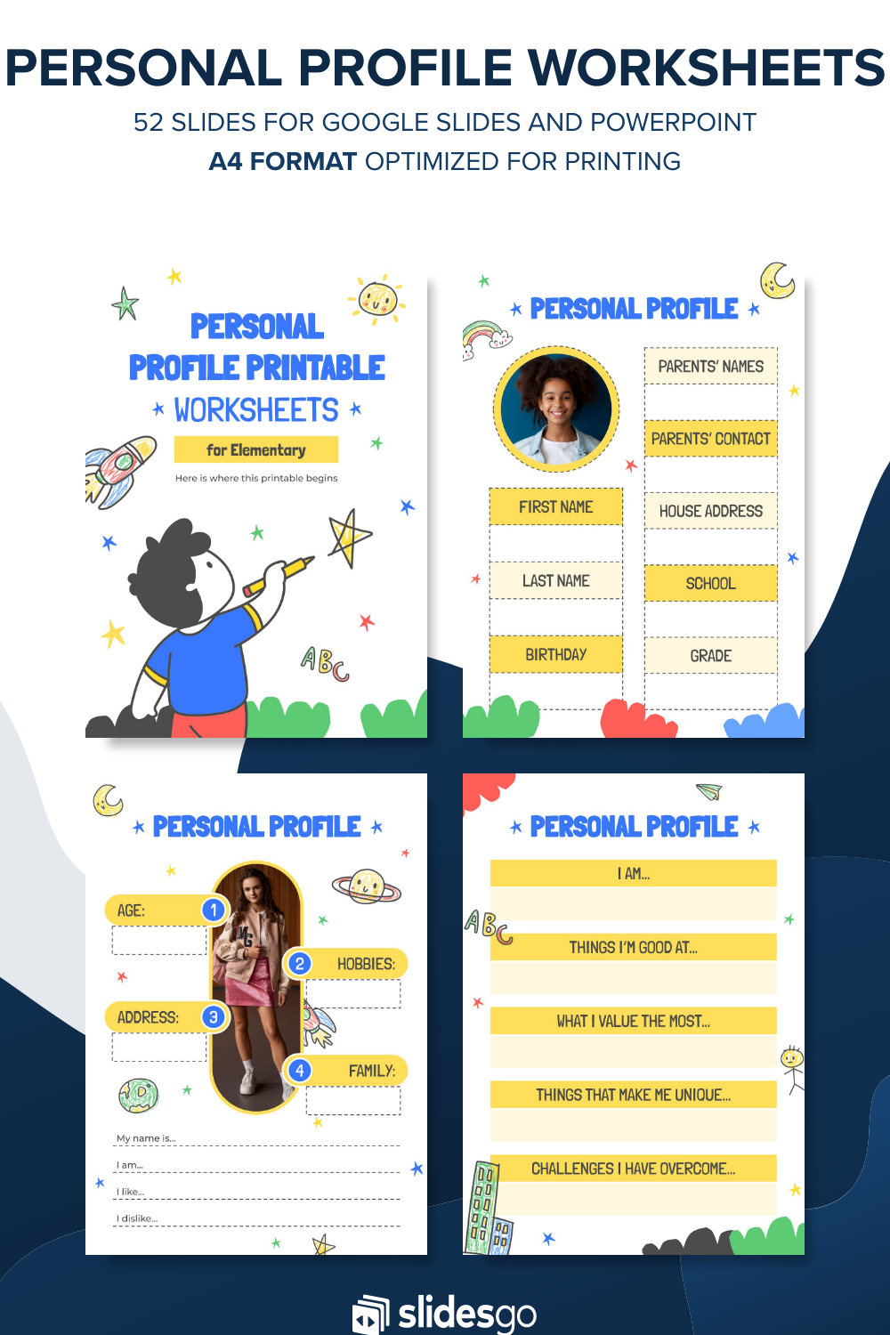 Personal Profile Printable Worksheets for Elementary