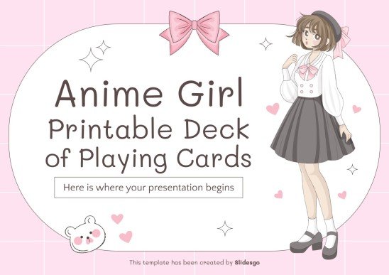 Anime Girl Printable Deck of Playing Cards | Google Slides