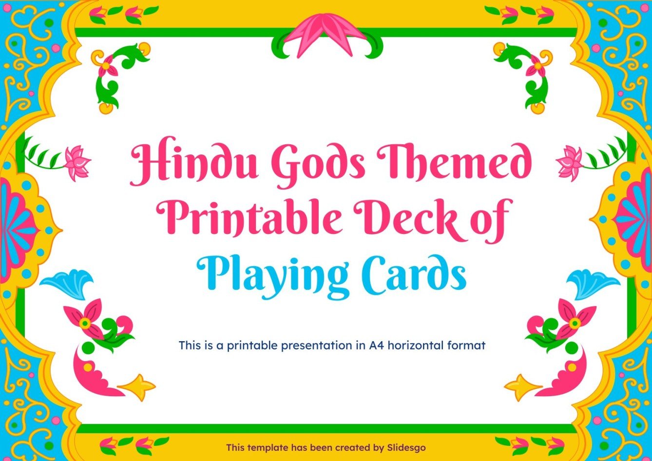 Hindu Gods Themed Printable Deck of Playing Cards