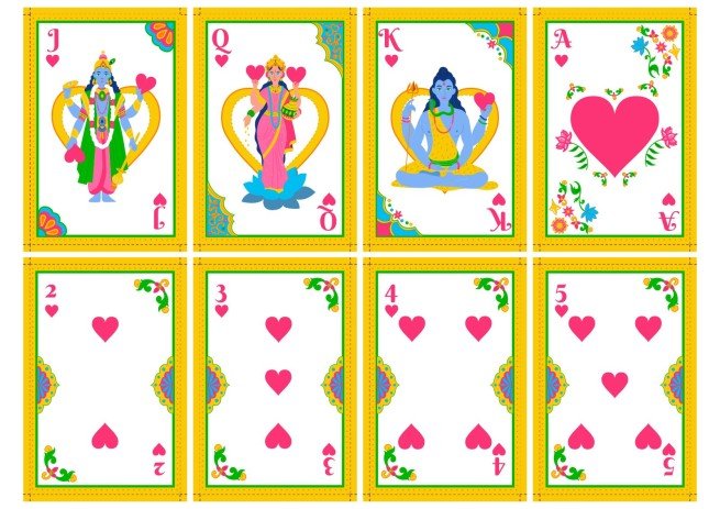 Hindu Gods Themed Printable Deck of Playing Cards