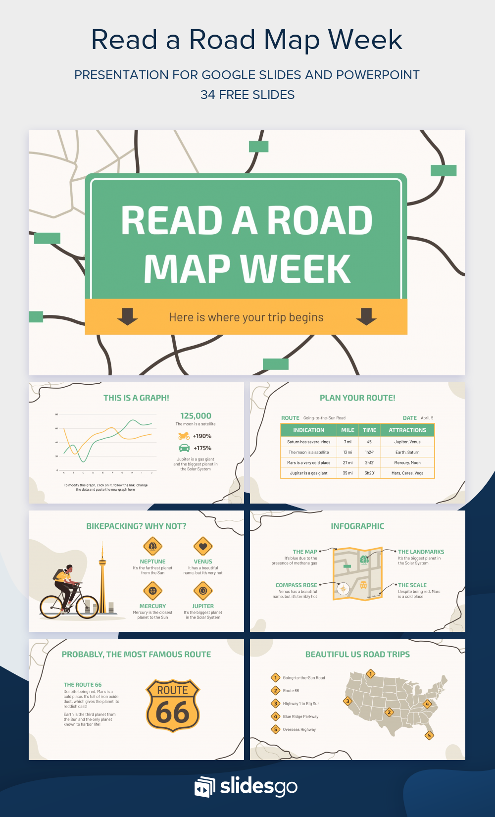 Read a Road Map Week | Google Slides & PowerPoint template
