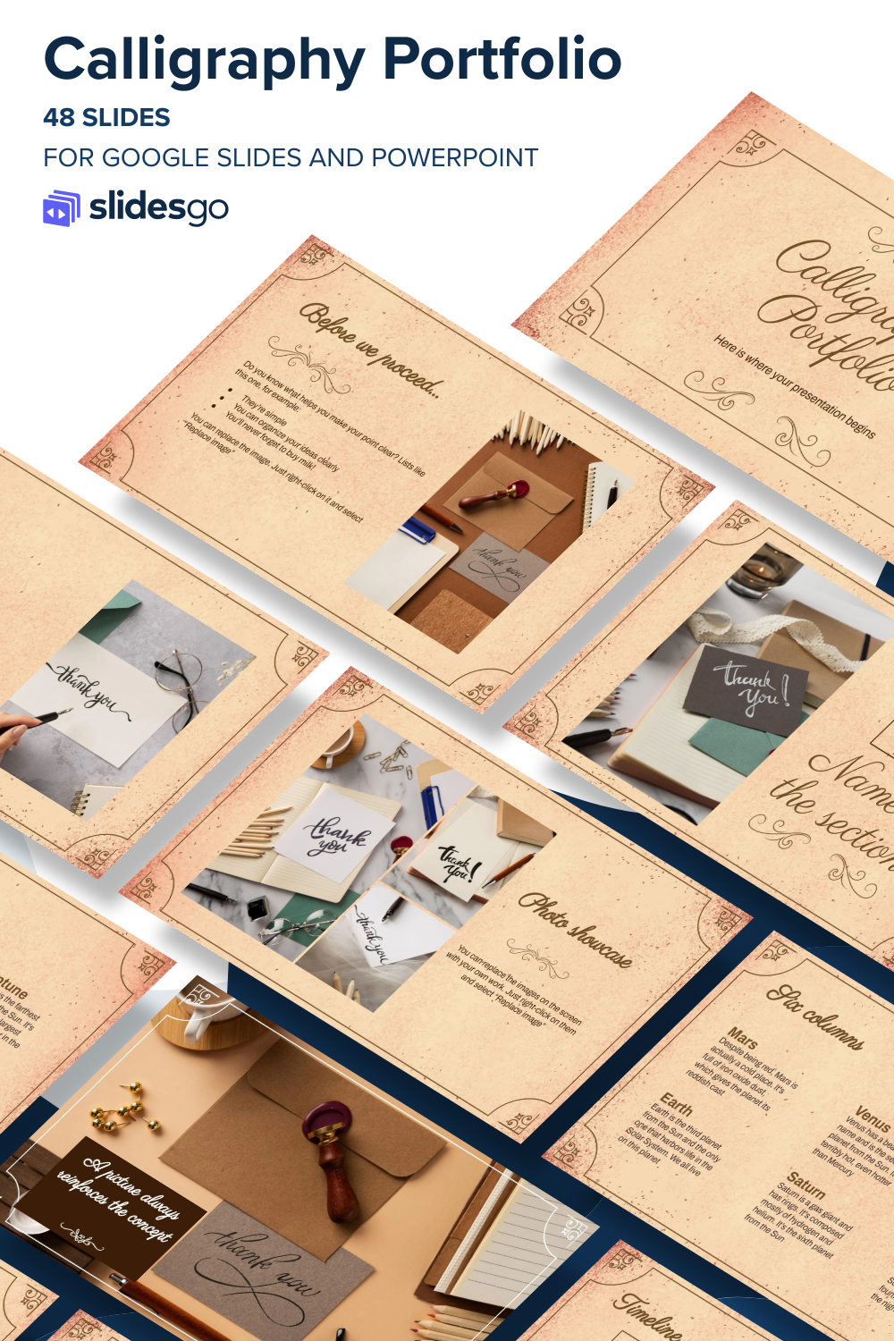 Calligraphy Portfolio | Google Slides & PowerPoint template